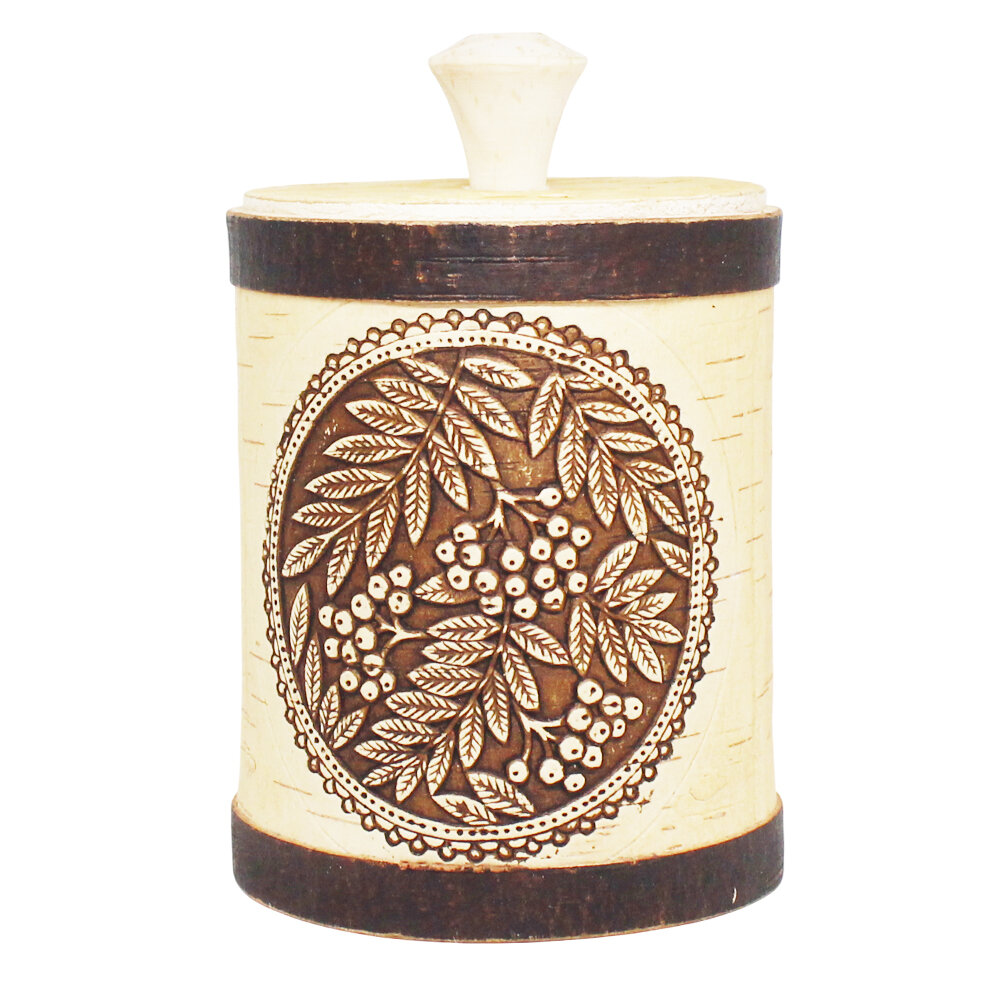 Берестяной туесок "Грозди рябины", 800 мл