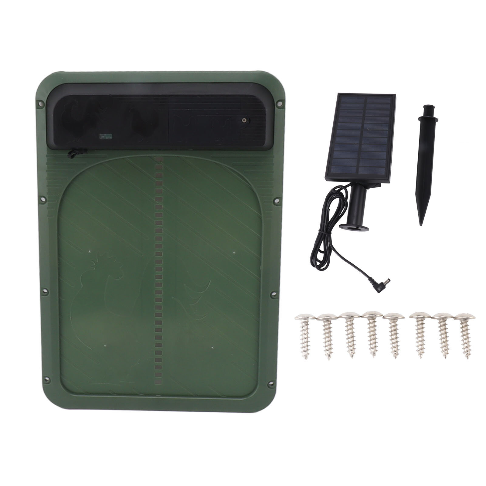 Автоматическая дверь курятника с солнечной батареей, безопасная дверь курятника с датчиком освещенности для птицы зеленого цвета