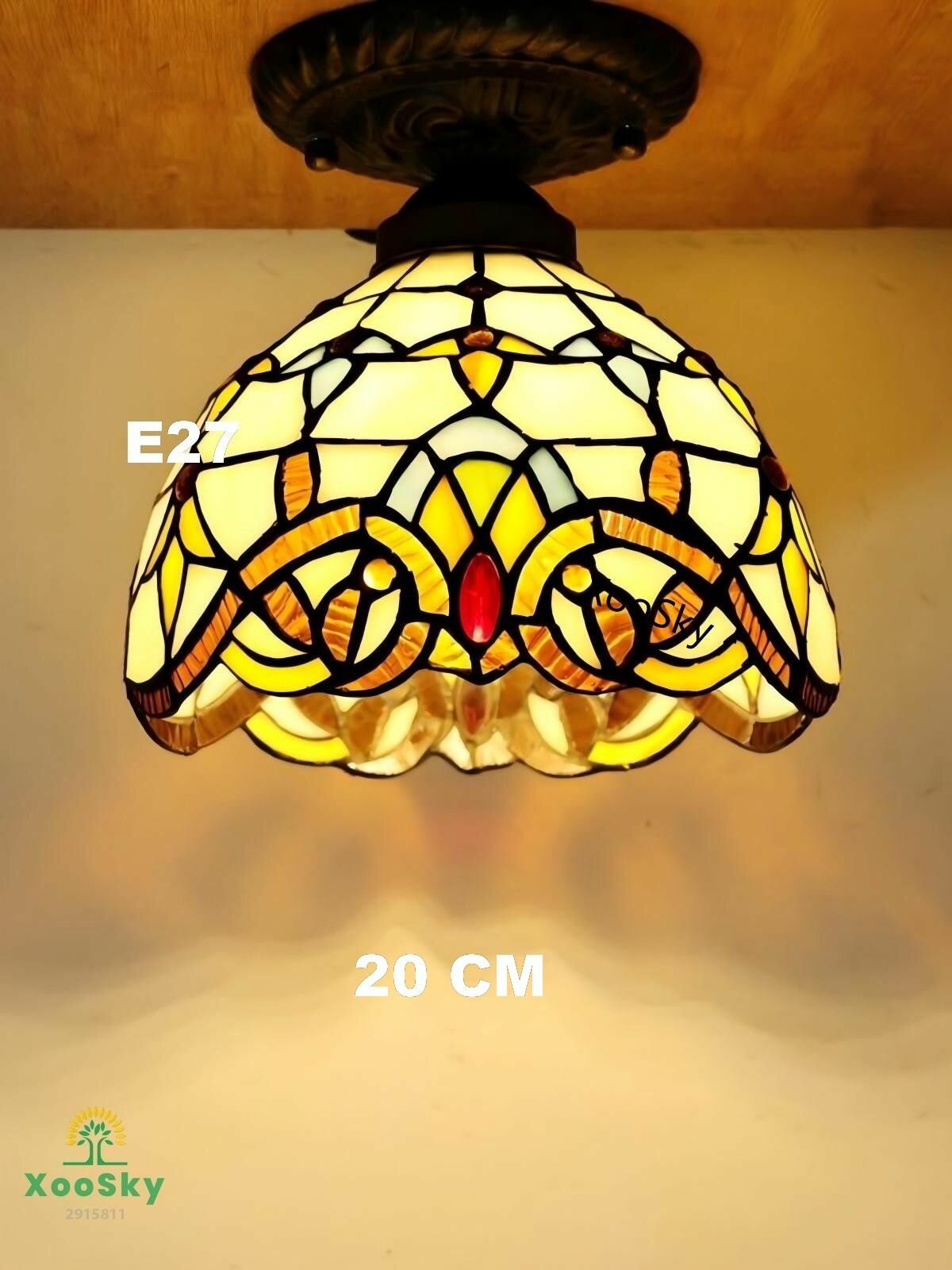 Потолочный светильник с цветными стеклами в ретро стиле, XooSky X06S, для кухни, коридора, лестницы, балкона