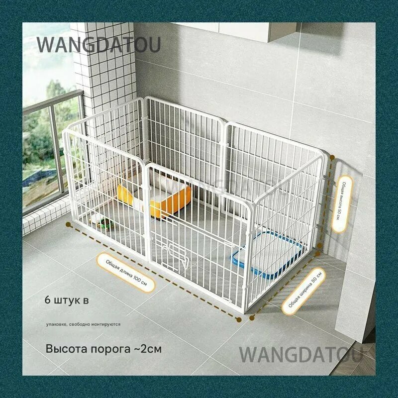 Усиленный вольер для собак, кошек, кролика. Металлическая складная клетка для крупных, средних и мелких пород домашних животных. Уличная будка для щенков и котов. 6 секций/100*50*50