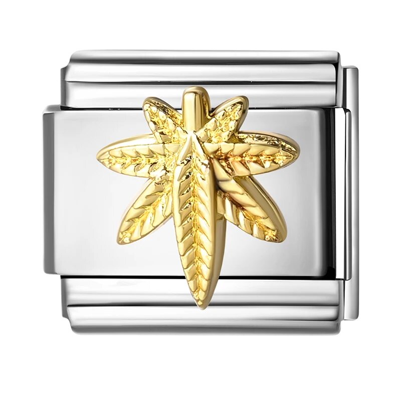 Модуль для браслета Charm Italy, SS0737, золотой лист