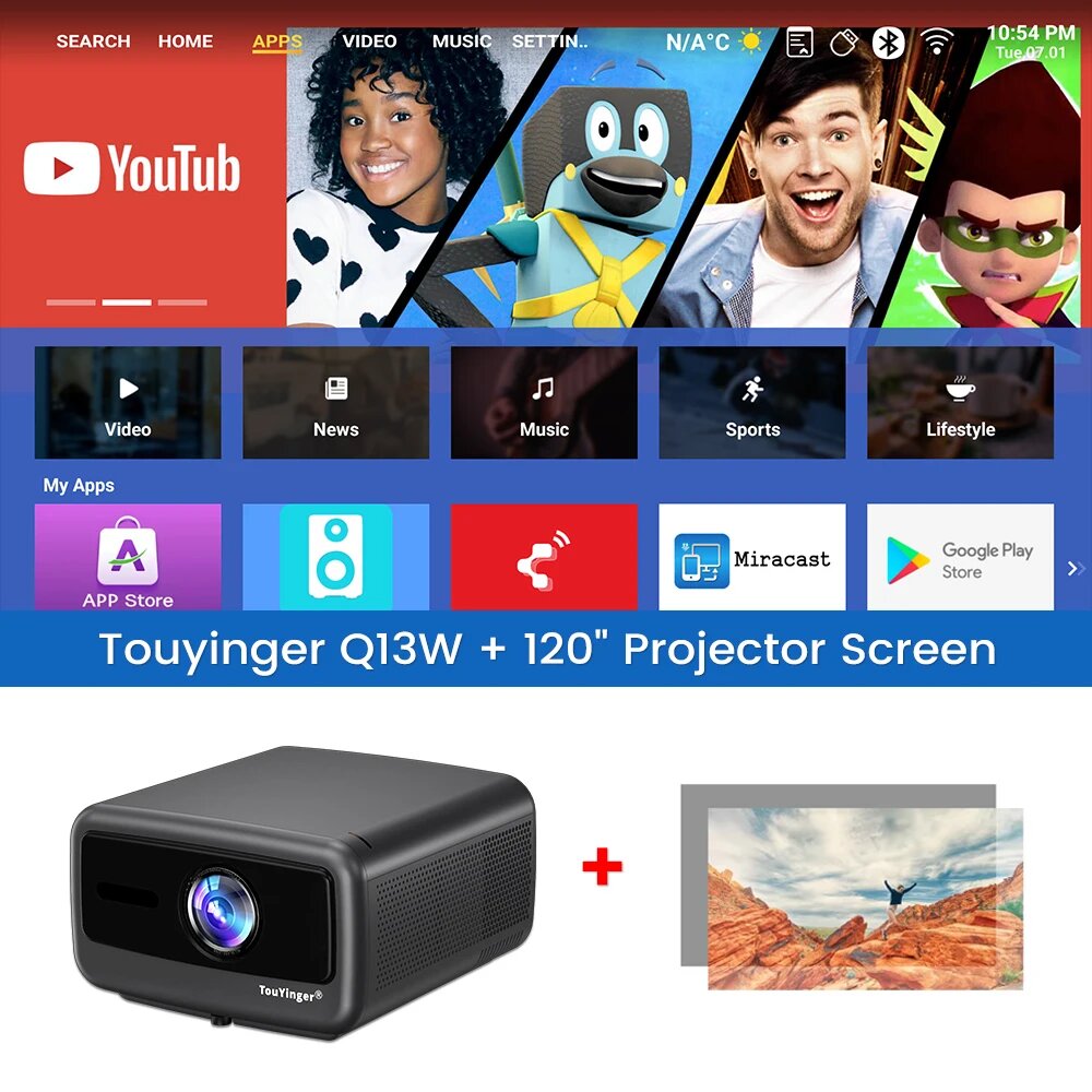 TouYingger Q13W Цифровой проектор and screen