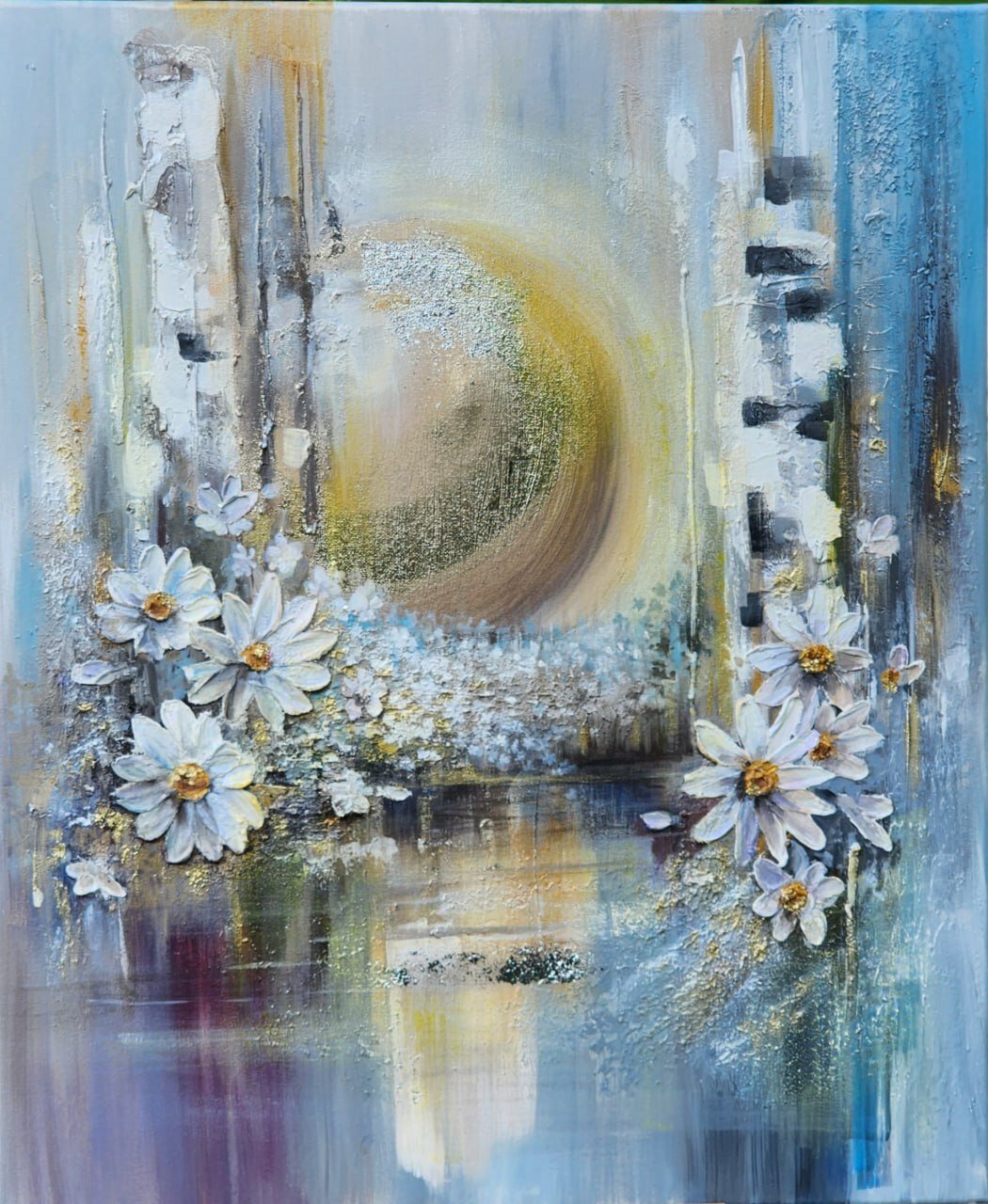 Картина Название:«Настроение августа» Размер: 50×60 см Материалы: холст на подрамнике, акрил, поталь, лак. Бренд: "Союз Авторских студий" Художник: Оли Ма Состояние: оригинал, ручная работа .