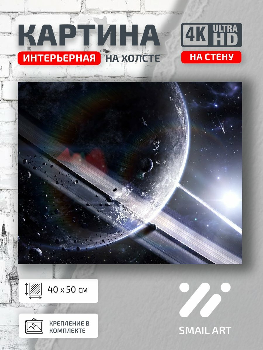 Картина на холсте интерьерная 40 на 50 на стену Астероиды Space для спальни космос интерьер
