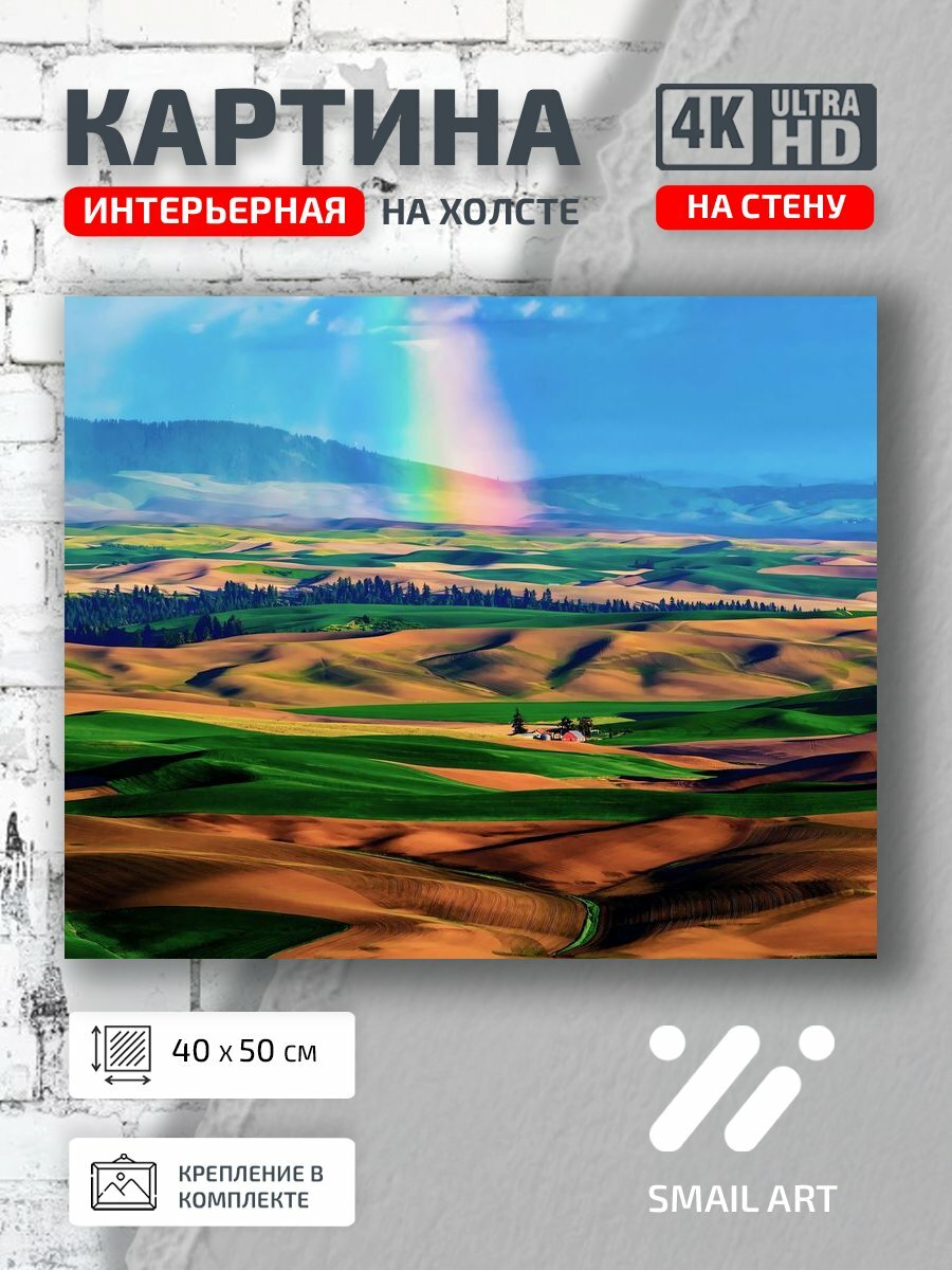 Картина на холсте интерьерная 40 на 50 на стену Радуга Landscape для спальни пейзаж декор