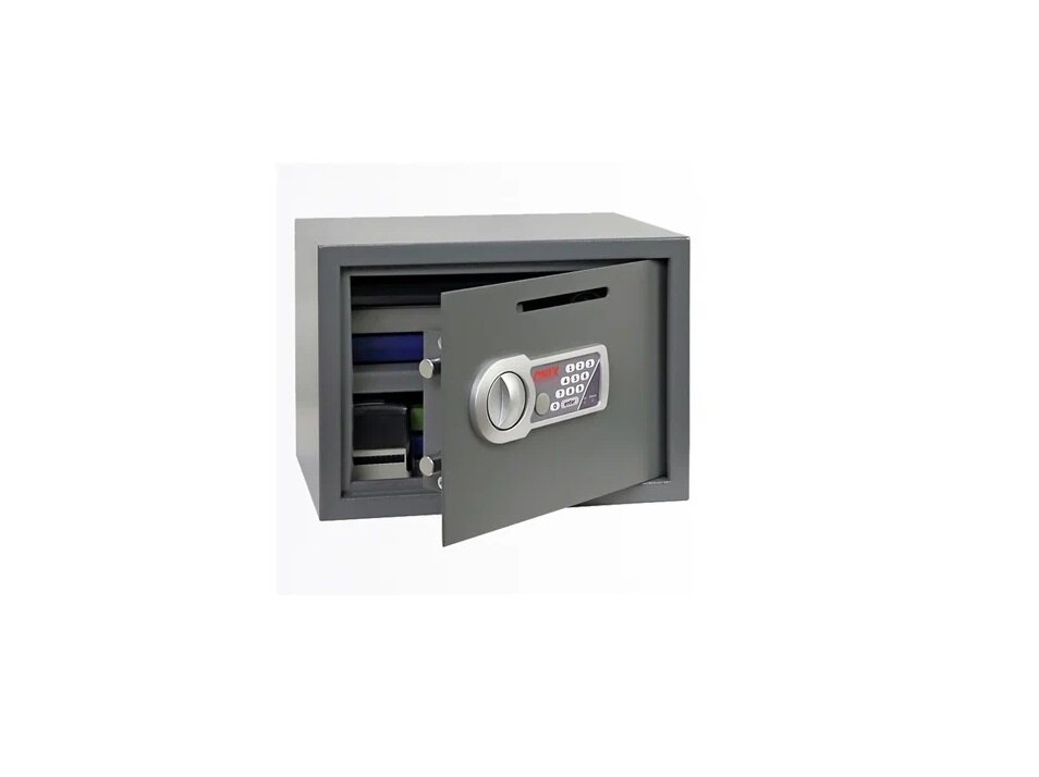 Сейф депозитный ONIX LS-25D с электронным замком, съемная полка, серый, отверстие в двери
