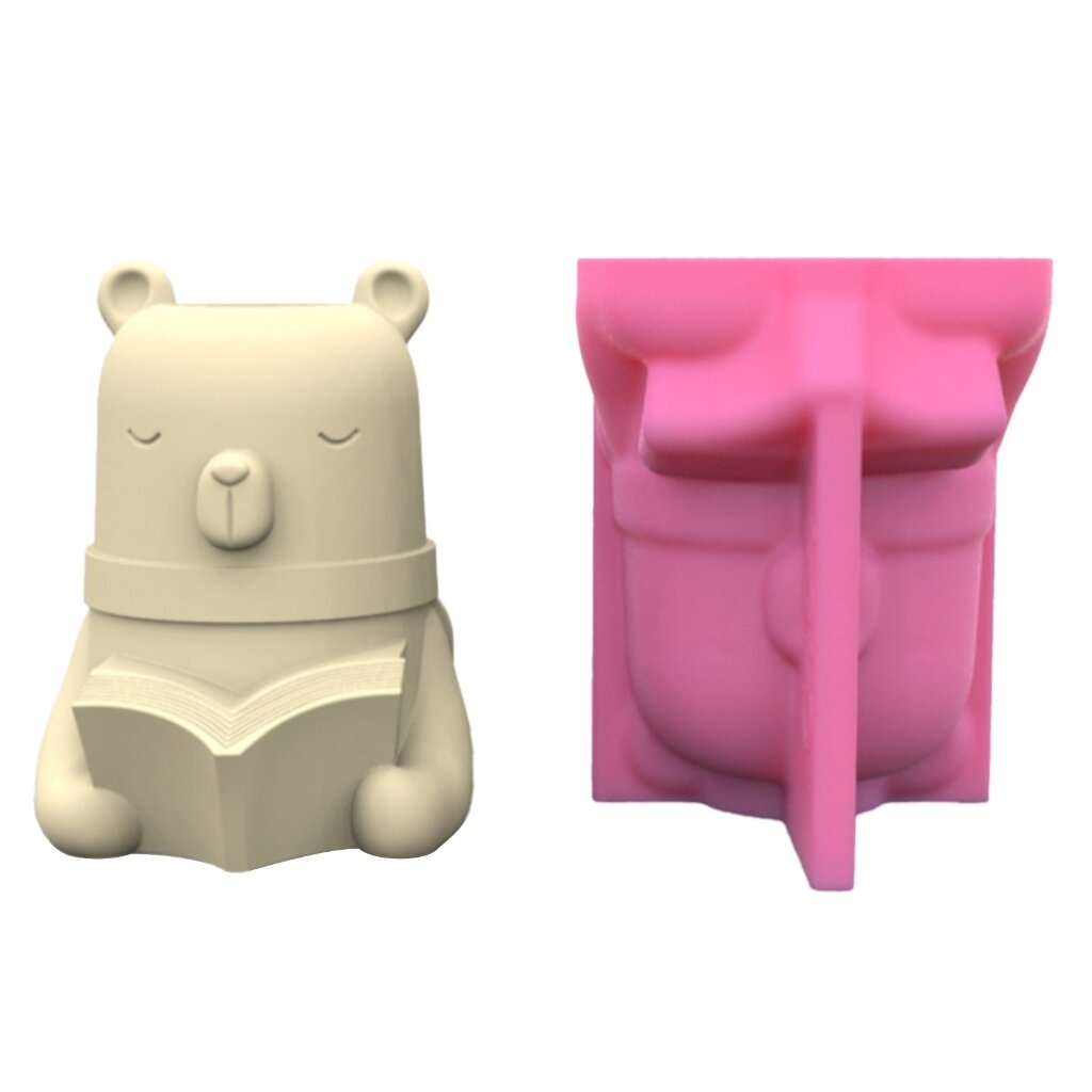 Силиконовая форма из бетона с изображением Медведя и кролика, формы для суккулентных горшков, формы из цементной штукатурки
