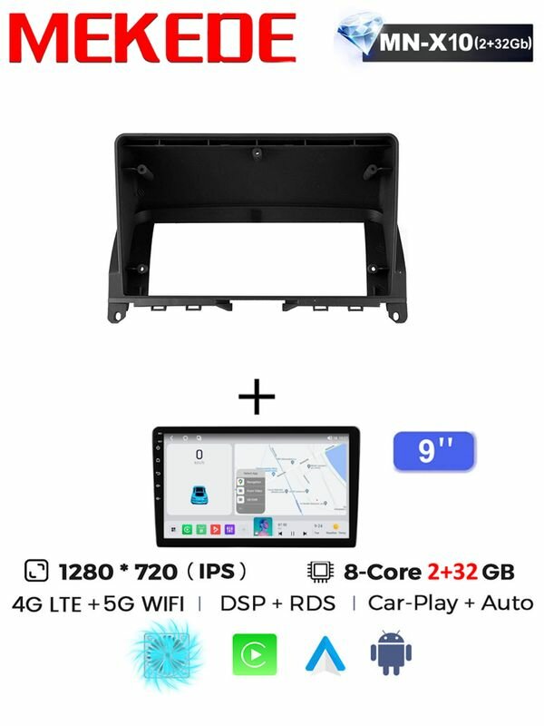 Магнитола 9" Mekede MN X10 Pro 2/32 Gb Mercedes Benz C Class 3 W204 S204 2006-2011 carplay