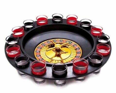 Игра настольная " Пьяная рулетка". Комплект: рулетка, 16 рюмок, 2 шарика. Красочная картонная упаковка