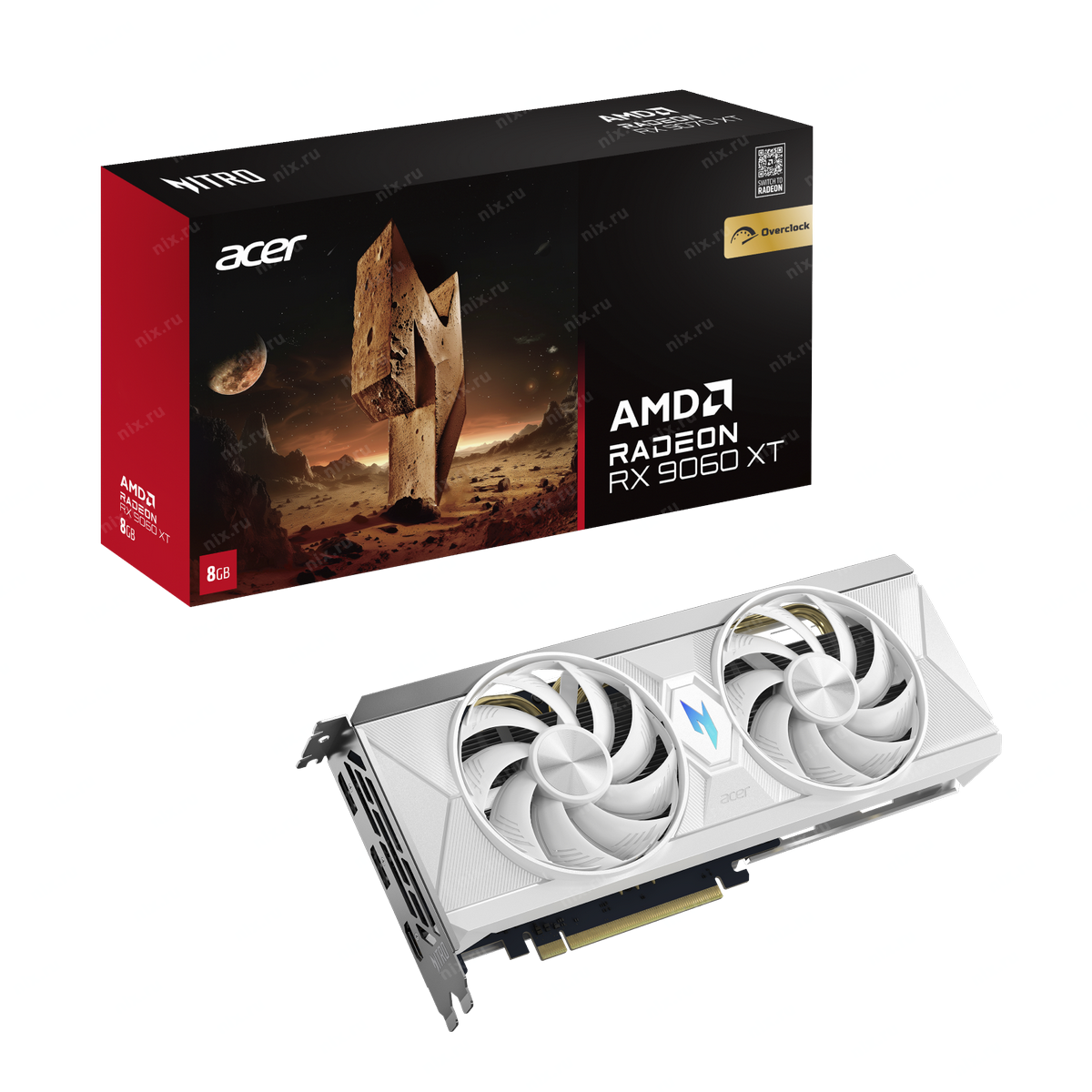 DP. Z4UWW. P02 Acer RX9060XT NITRO WHITE OC 8GB GDDR6 128bit 2xDP HDMI 2FAN RTL