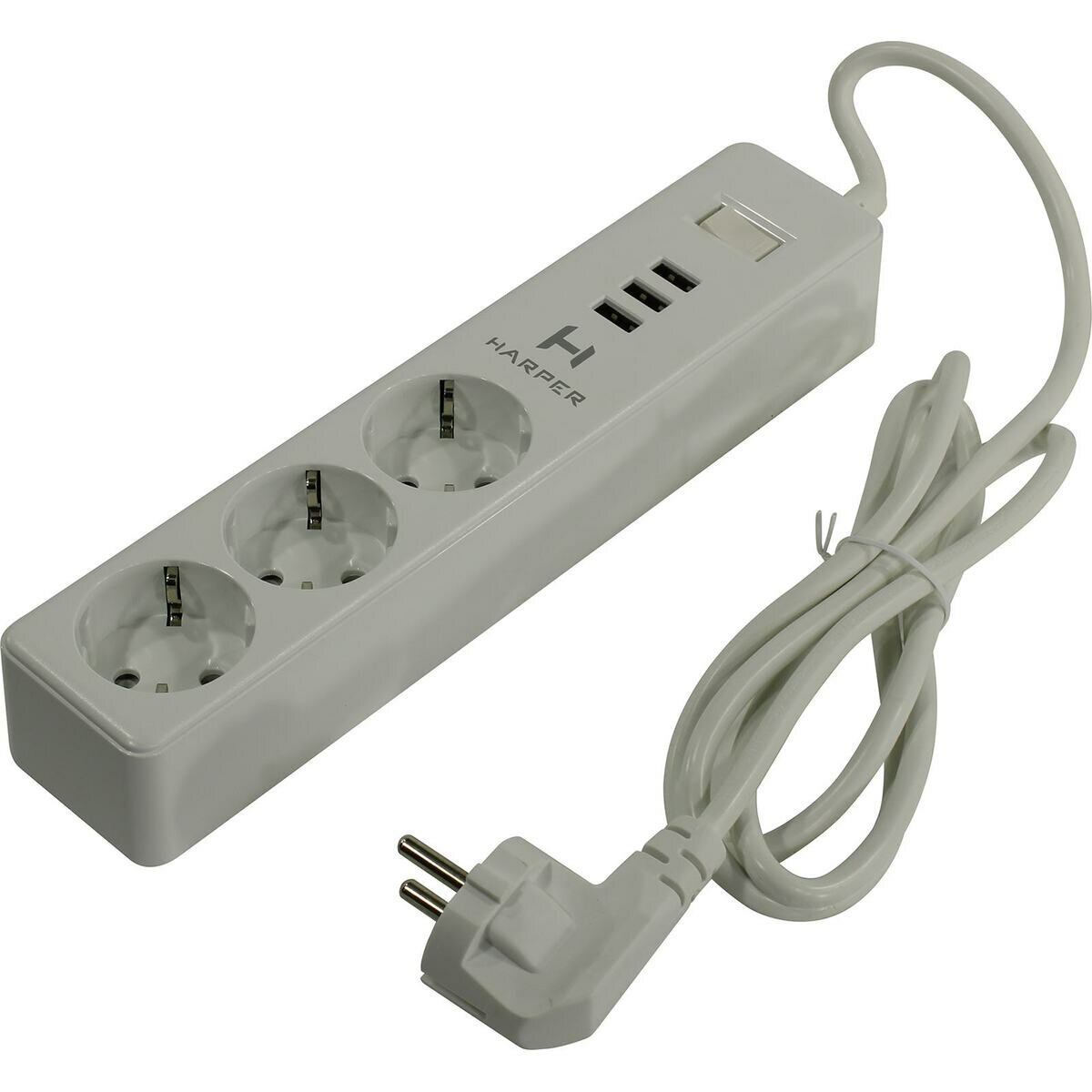 Удлинитель HARPER <1.5м> (3 розетки + 3 USB)