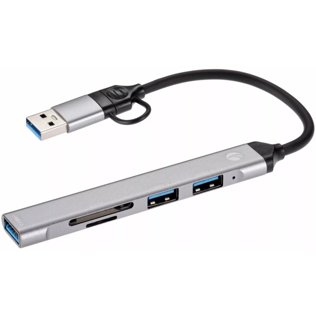 VCOM DH297 Адаптер/ Адаптер TypeC+adapter-->USB3.0+2USB2,0+SD+TF, VCOM