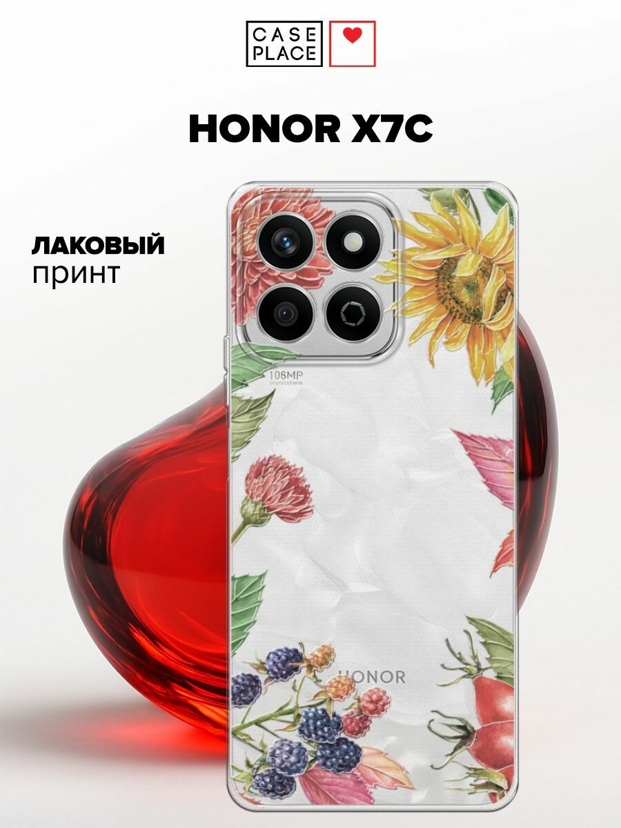 Силиконовый чехол на Honor X7C / Хонор X7C с принтом Летняя рамка