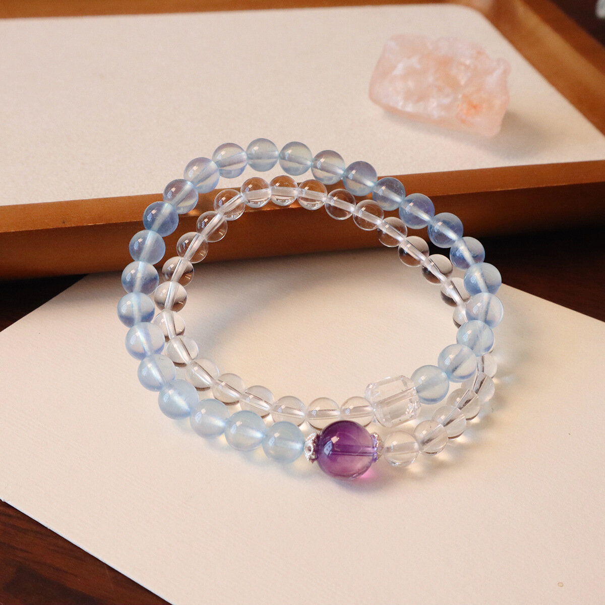 Браслет для гадания, YM Mall из аквамарина и кварца Серебро Привлекает любовь