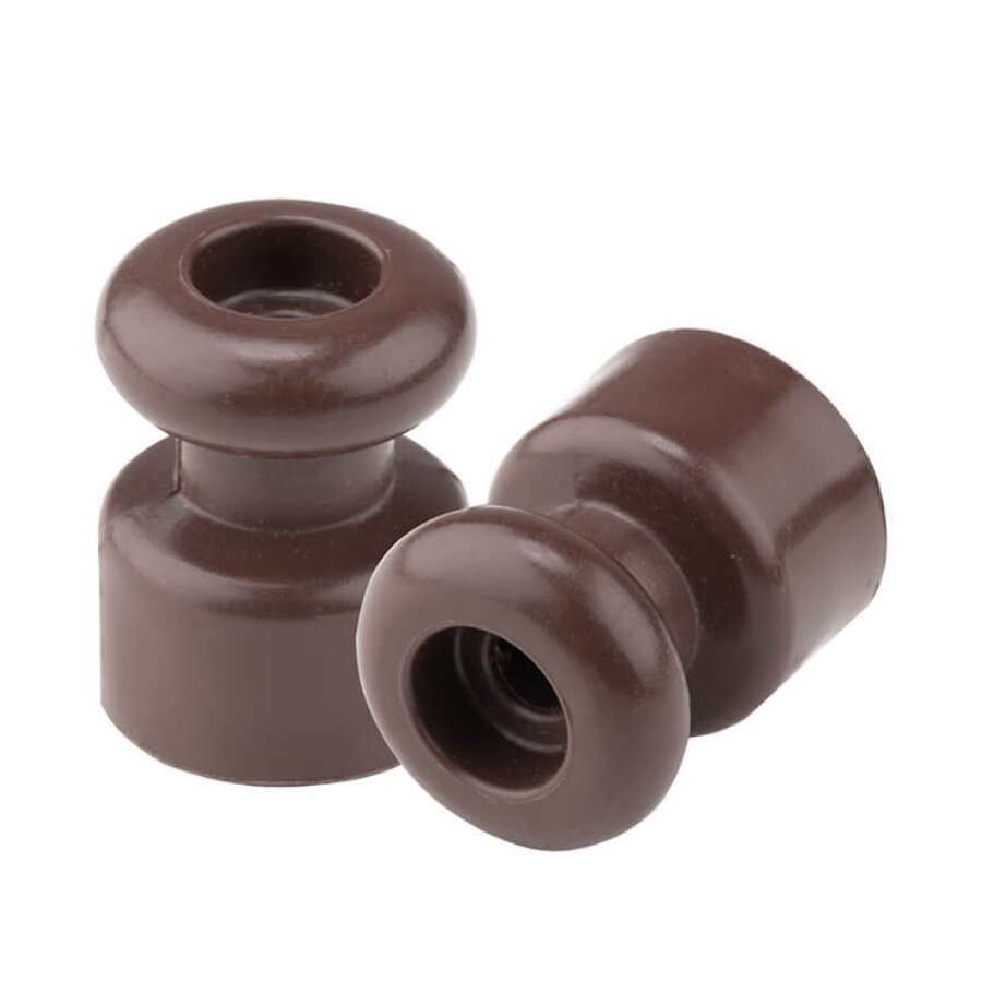 Ретро изолятор для витых проводов (19,5х24,5), пластик, цвет шоколад, 20шт.