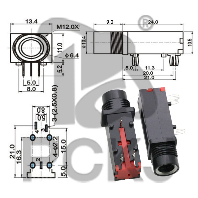 6.35 Аудио разъем разъем для наушников Монофокальный/двойной микрофон усилитель микрофона динамик разъем 6.35-308