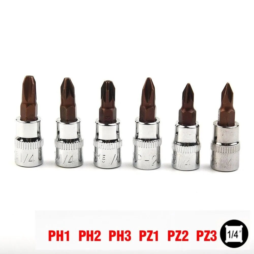 6 шт, биты PH Pozi, головка 1/4 дюйма, PH1, PH2, PH3 для PZ1, PZ2, PZ3, биты для отвёртки