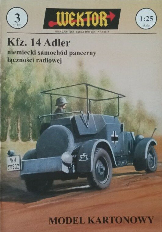 Сборная бумажная модель Бронированный автомобиль Kfz.14 Adler - WEKTOR №3 (журнал)