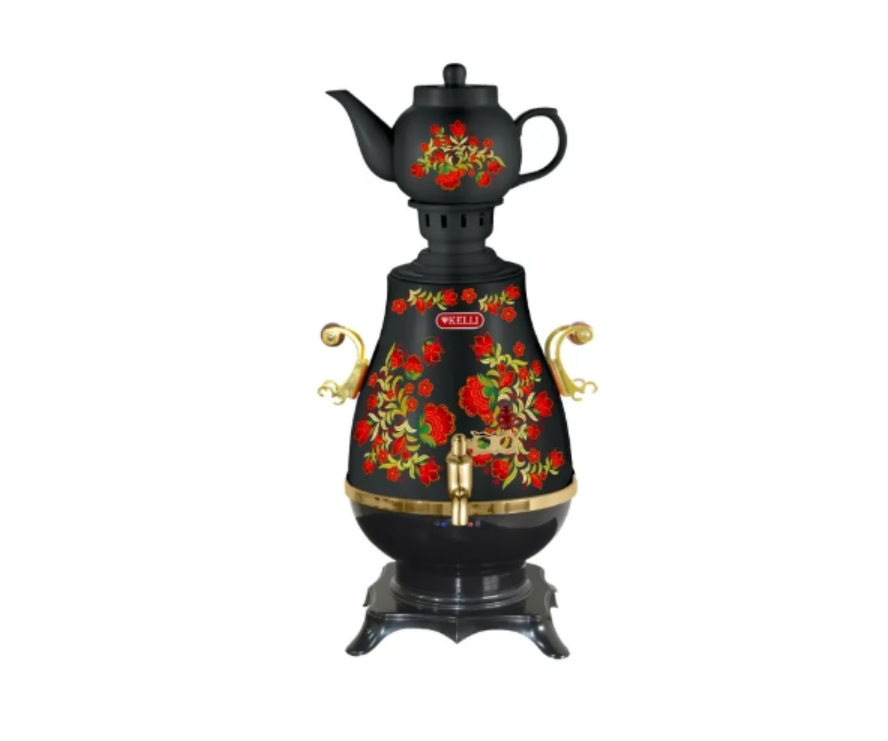 Самовар KELLI "Русский стиль" KL-1322, электрический, 4л, черный