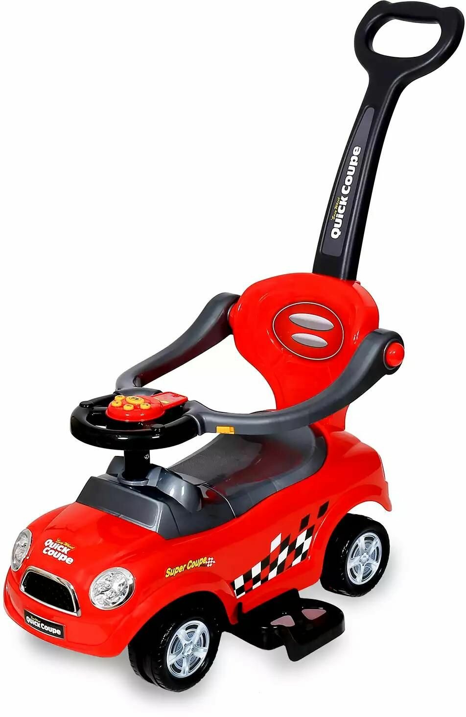 Машина-каталка Rich Family CLB321 с ручкой, цвет красный, звук