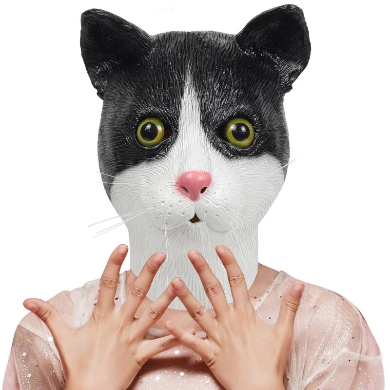 Латексная маска птицы Белый, Cat mask 1