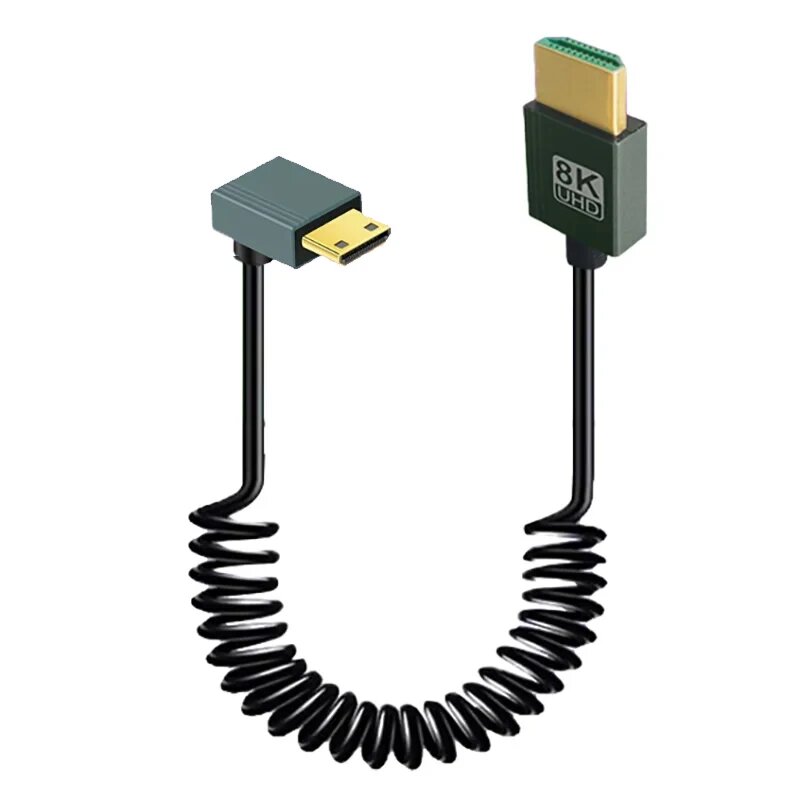 Портативный спиральный кабель 8K UHD мини/микро HDMI-совместимый эластичный пружинный шнур для ПК, ноутбука, планшета, камеры, DV-монитора HDTV