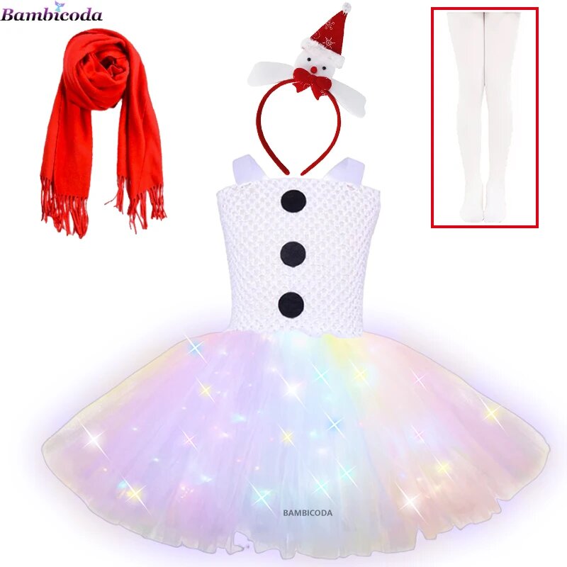 Костюм снеговика BAMBICODA для девочек 3-10 лет XXL(10-12Y), a2-LED