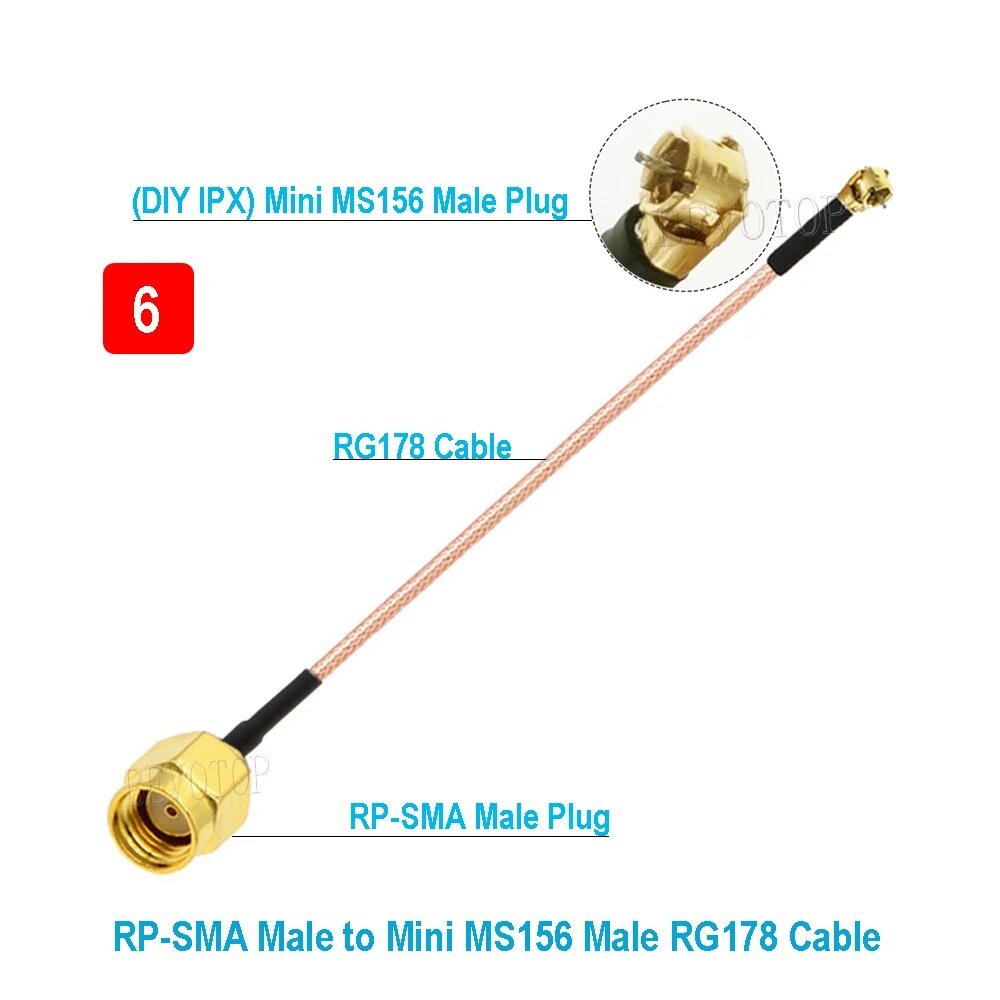BEVOTOP Кабель RG178 MS156 - SMA 100CM, RPSMA M to MS156