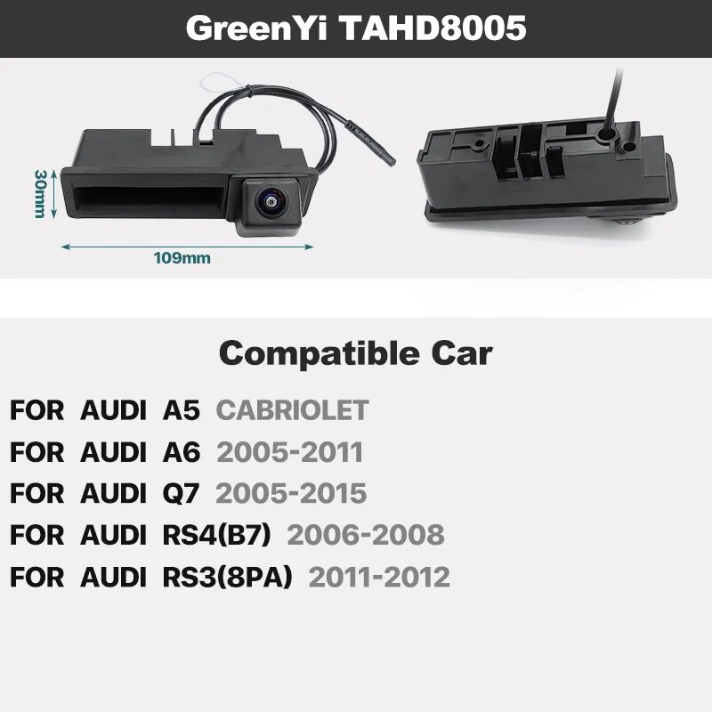GreenYi AHD динамическая траекториальная камера на ручке багажника для VW LS8005, AHD1080P-CVBS