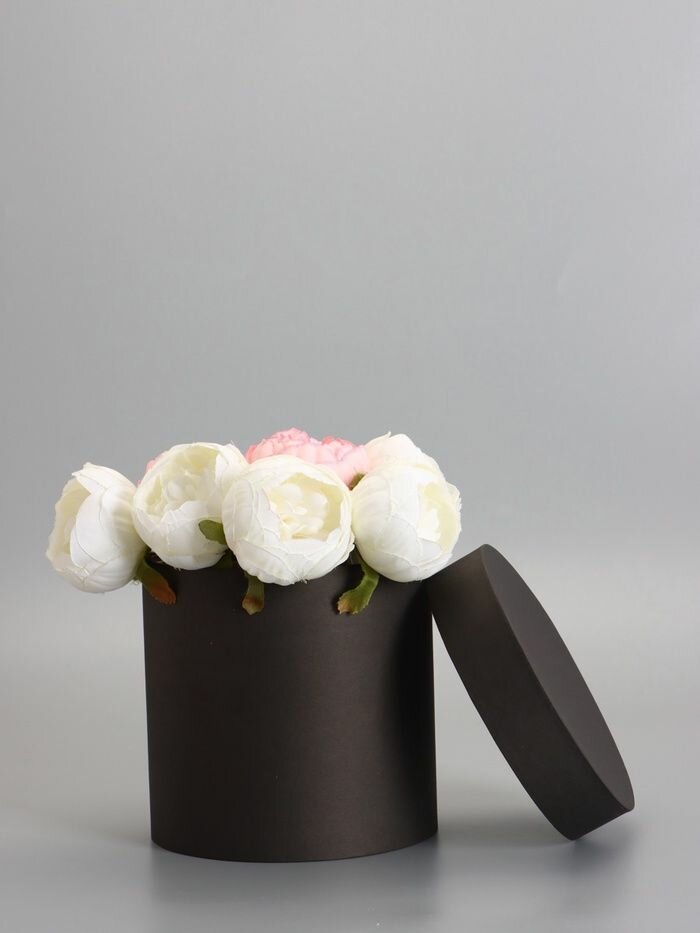 Коробка подарочная круглая, шляпная, черная, 18 18 см