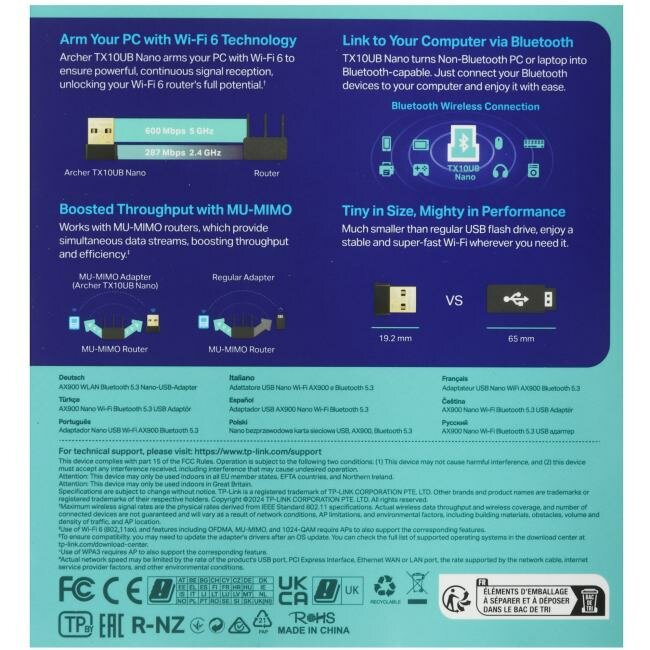 TP-LINK Archer TX10UB Nano AX900 Wi-Fi 6 Bluetooth 5.3 USB Adapter (802.11a/b/g/n/ac/ax) — фото 1