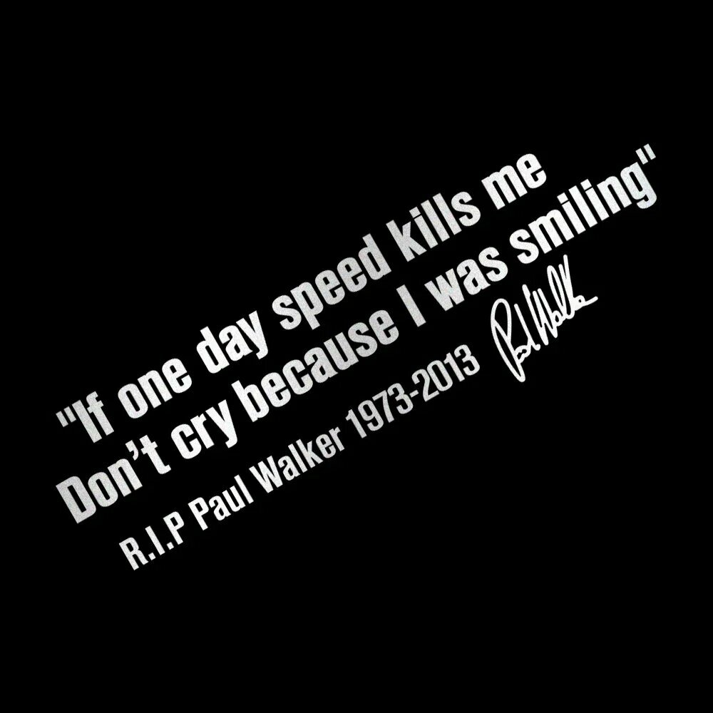 Светоотражающая наклейка Paul Walker R.I.P. Черный