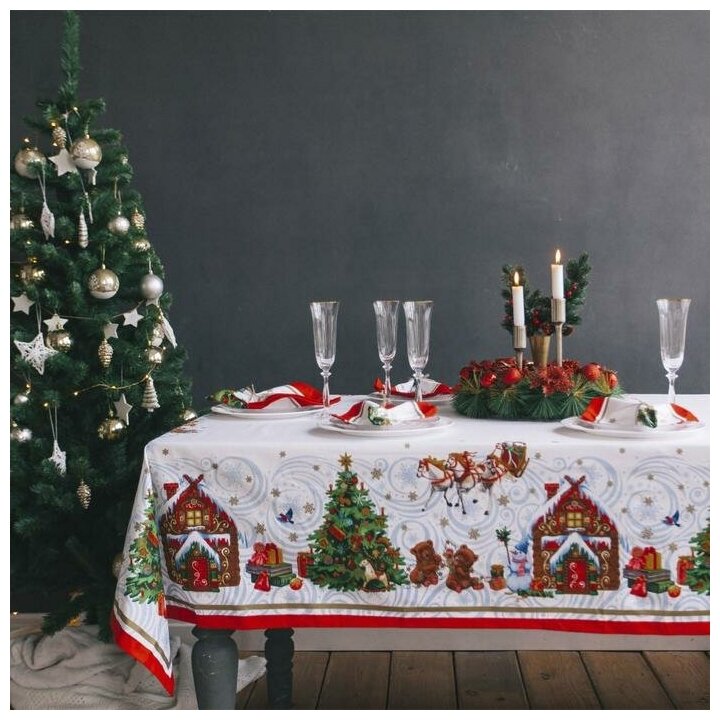Скатерть новогодняя Этель "Новогодняя сказка" 150х110см +/-3см с гмво, хл100%, 1652687