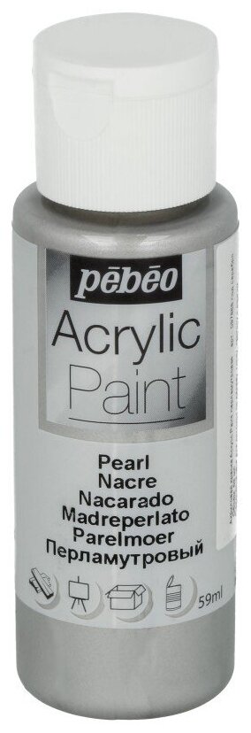 Краски акриловые PEBEO Acrylic Paint декоративная перламутровая 59 мл 097868 под серебро