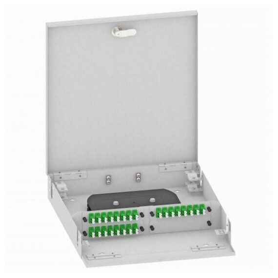 Кросс оптический Toplan , настенный, 48 LC/APC адаптеров, SM, укомплектованный (КРН-Top-48LC/A-OS2-GY)