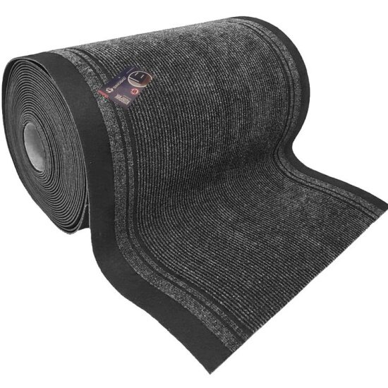 Коврик придверный Комус грязезащитный ворсовый дорожка 900мм х 10м темно-серый-черный