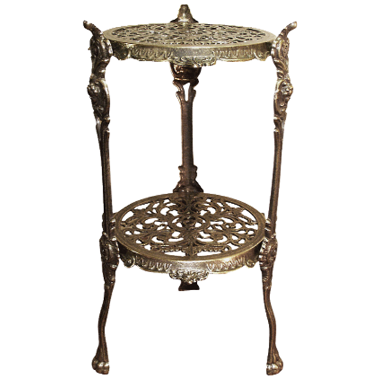 Столик круглый Alberti Livio большой 24х46 см, 2 полки, бронза