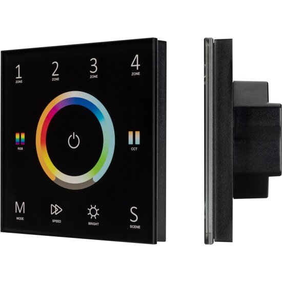 Панель Arlight Sens SMART-P67-MULTI Black (230V, 4 зоны, 2.4G) (, IP20 Пластик, 5 лет)
