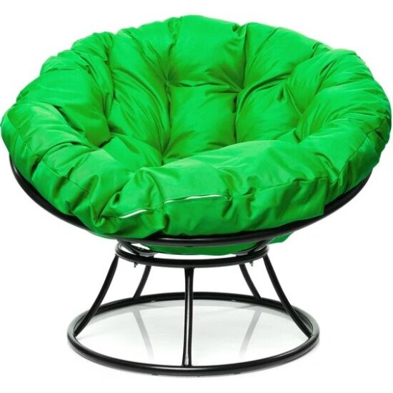 Садовое кресло M-group Папасан без ротанга черное + зеленая подушка