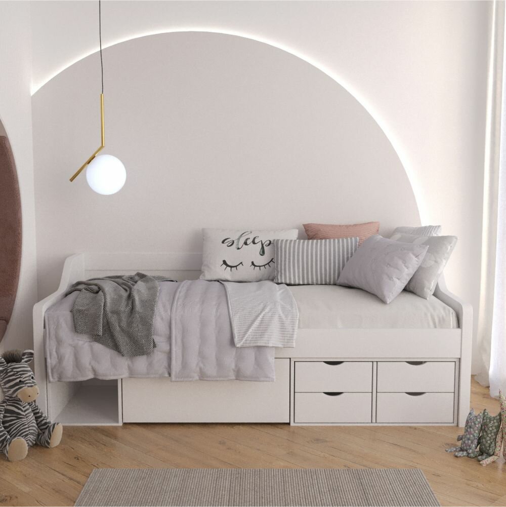 Детская кровать с ящиками 120x190 Анюта цвет Белый