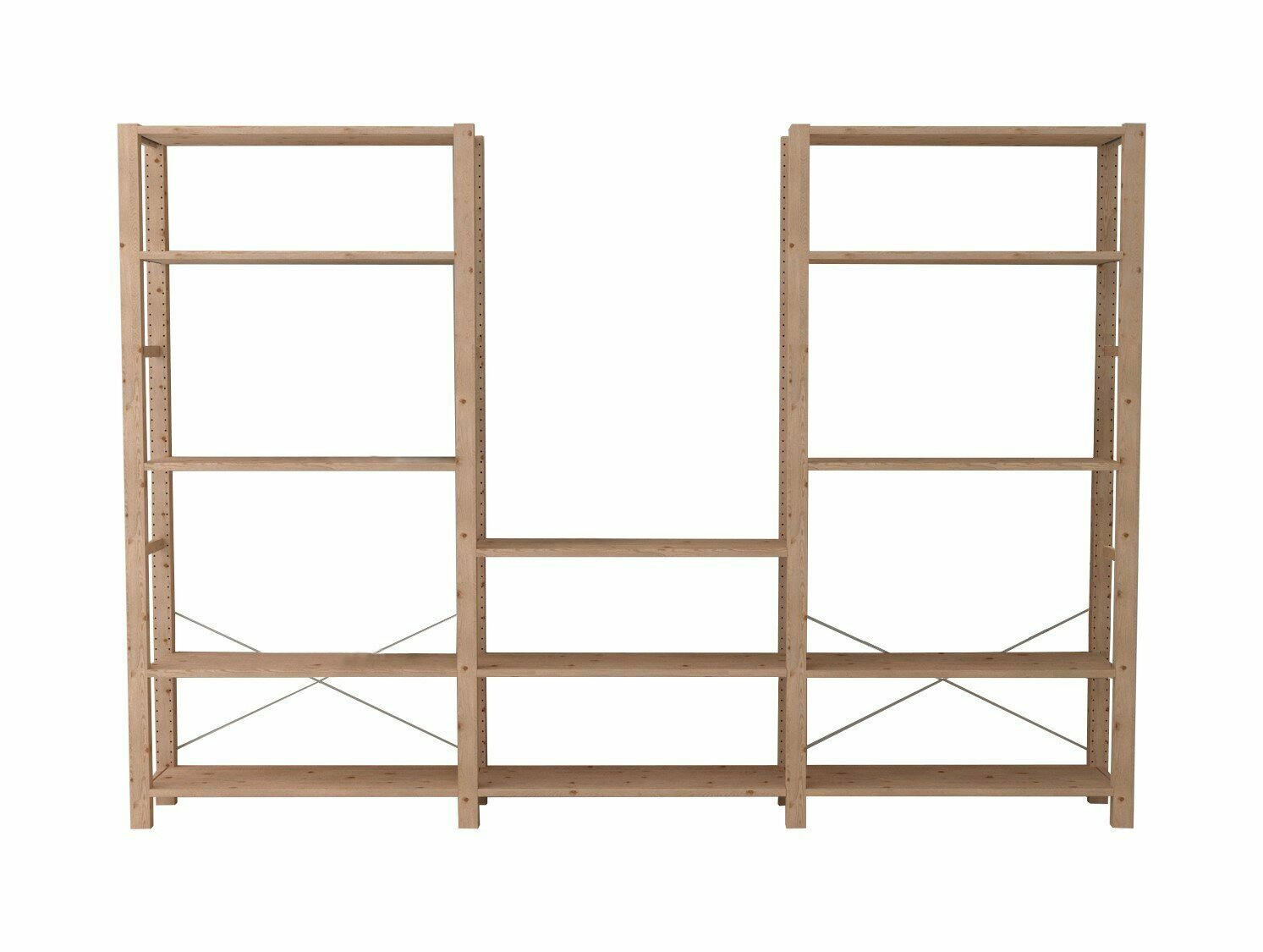 Стеллаж деревянный напольный IKEA Ivar 259х50х179 см, 13 полок, сосна