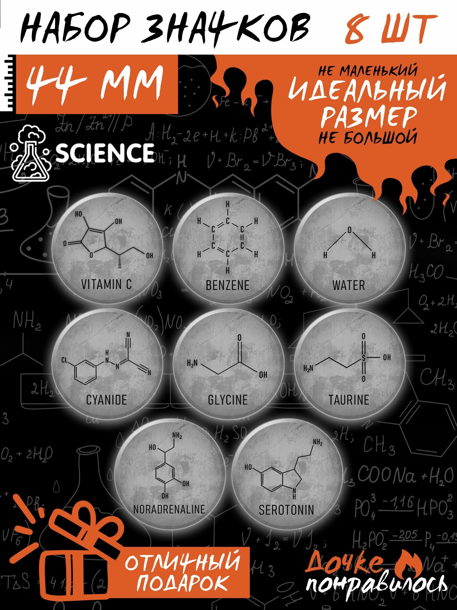 Значки на рюкзак Наука набор Химия
