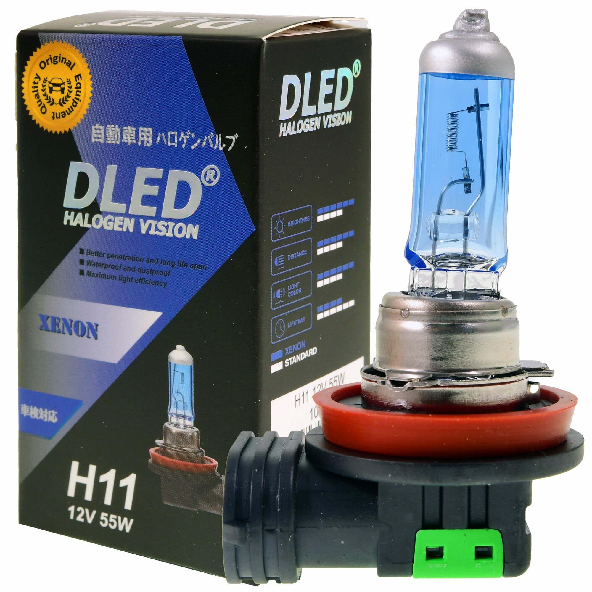 Автомобильная лампа H11 PGJ19-2 12V 55W 5000K Бренд DLED Серия "XENON VISION" Белый (1шт.)