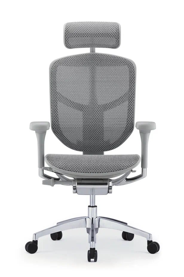 Кресло компьютерное FALTO Enjoy 2 Elite (алюминий, наклон вперед, сетка, серый)
