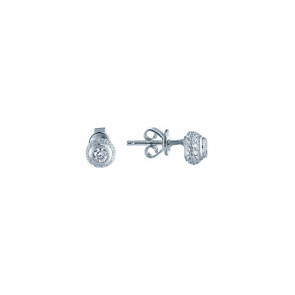 Серьги пусеты, серебро, 925 проба, фианит
