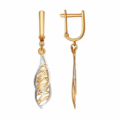 Серьги, комбинированное золото, 585 проба