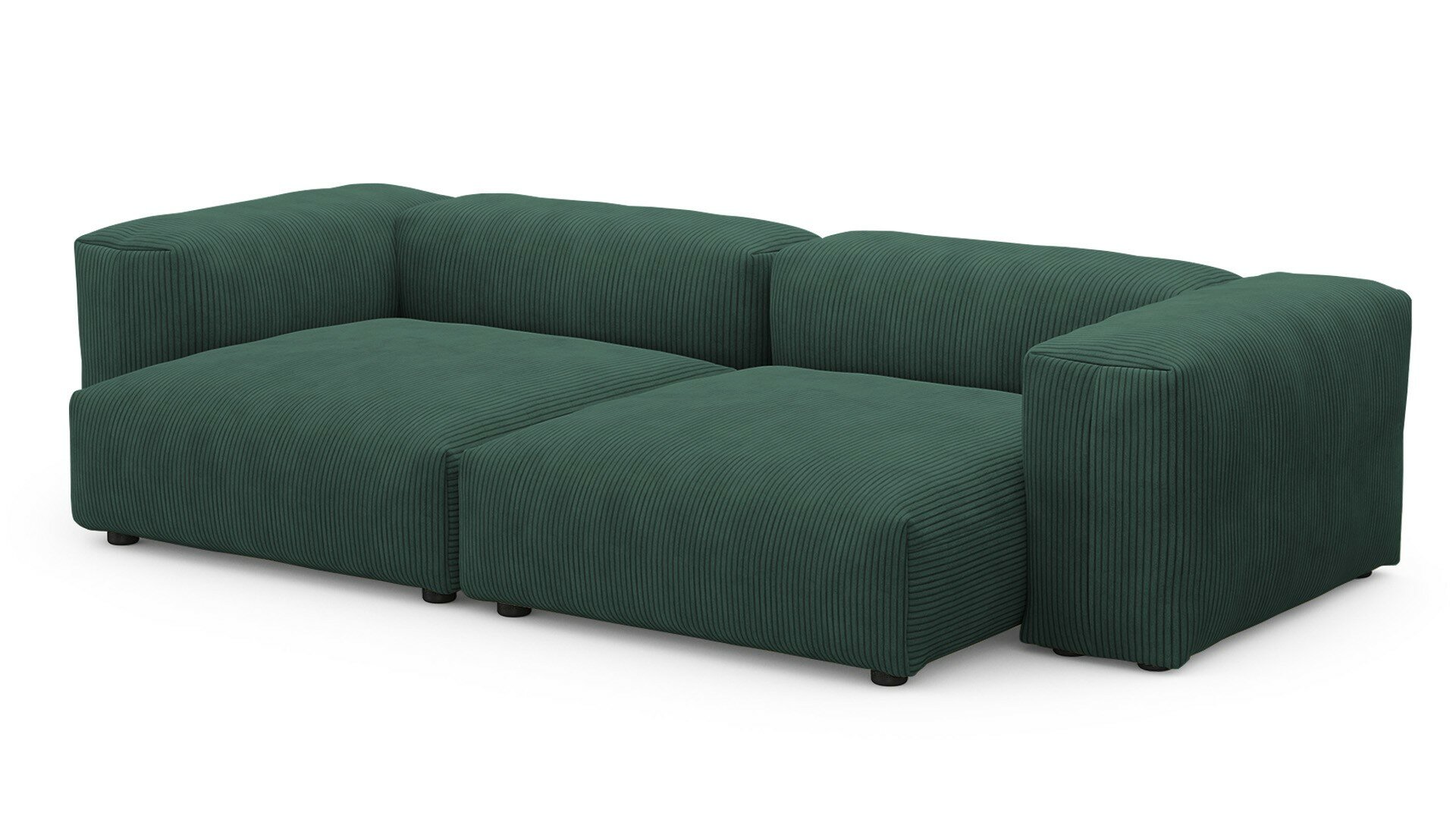 Диван Фиджи двухсекционный (большой и глубокий) Cilium Forest NEW 273x137x62 см, зеленый Вельвет, нераскладной Фиеста