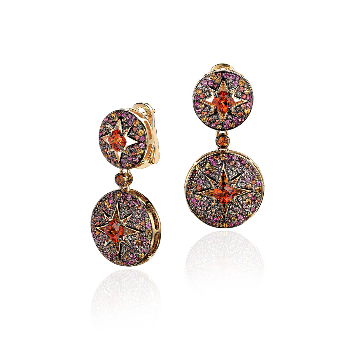 Серьги пусеты, желтое золото, 585 проба, сапфир