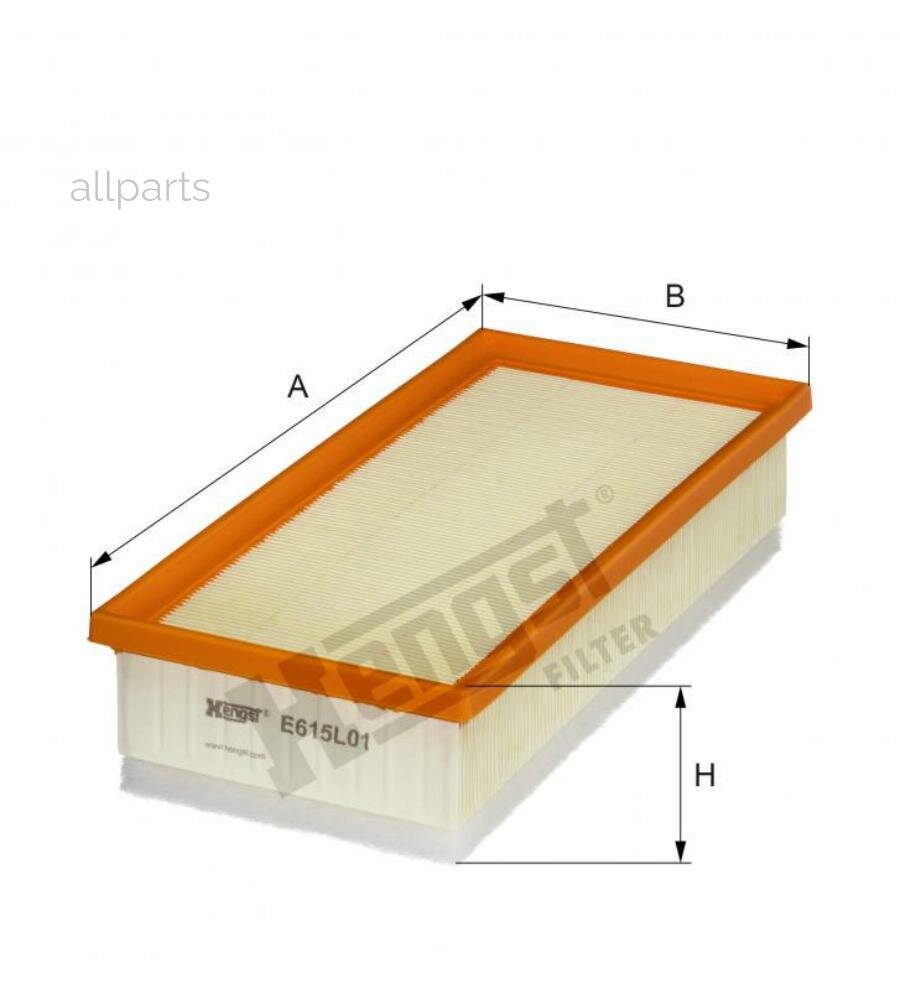 HENGST FILTER E615L01 Фильтр воздушный CITROEN: C5 04 -, C5 08 -, C5 Break 04 -, C5 Break 08-\ PEUGEOT: 407 04 -, 407 SW 04 -, 407 купе 05 -, 508 10 -, 508 SW 10-