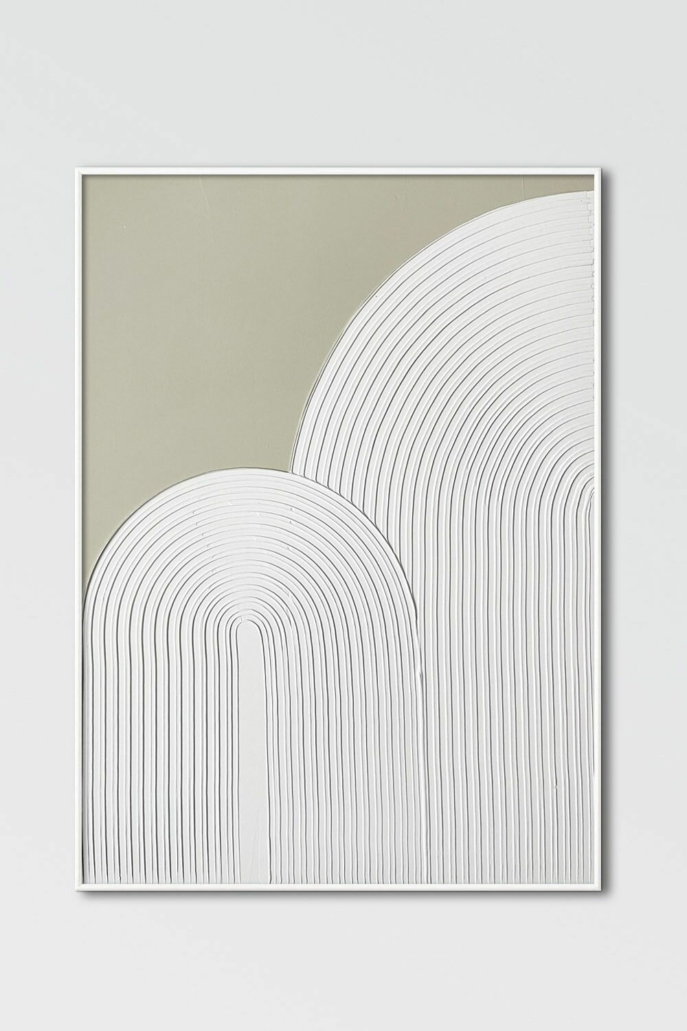 Картина из гипса ручной работы DECORMARKT Белые арки, в белой рамке 50х70 см